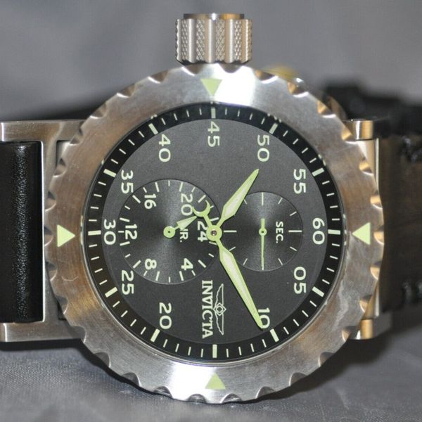 Invicta Men's I-Force Lefty Black Dial Black Genuine Leather Watch ...