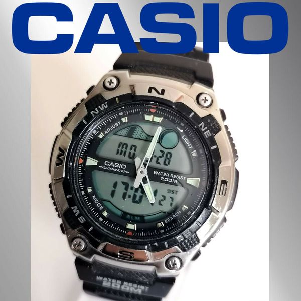 Casio AQW-100 mod 5028 men’s sports quartz digital watch tide graph ...