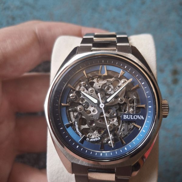 Bulova Surveyor Skeleton Automatic Blue Dial Men's 41mm Watch 96A292 ...