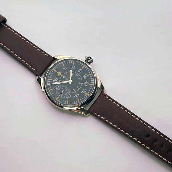 Big Swiss Mechanical Mens Military Marriage Wristwatch OMEGA Aviator ...