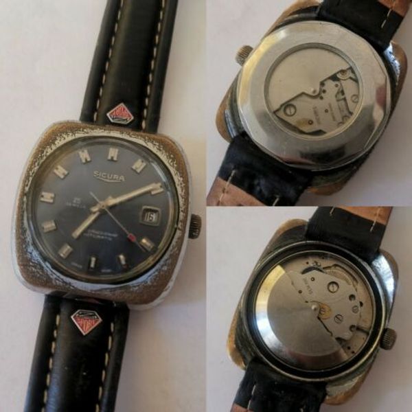 Vintage Sicura Automatic 25 Jewels Bf158 Movement Men's Watch Spares ...