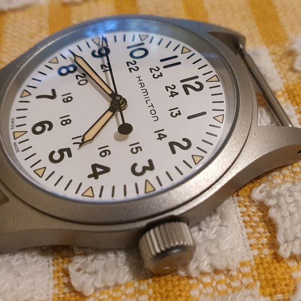 SOLD Hamilton khaki mechanical white dial - mint | WatchCharts Marketplace