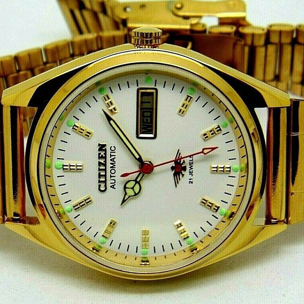 Citizen automatic Men Gold Plated White Dial Vintage 21 Jewels Watch ...