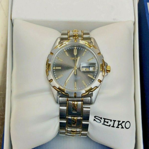 VINTAGE SEIKO TITANIUM 8F33-0029 PERPETUAL CALENDAR MENS WATCH ...
