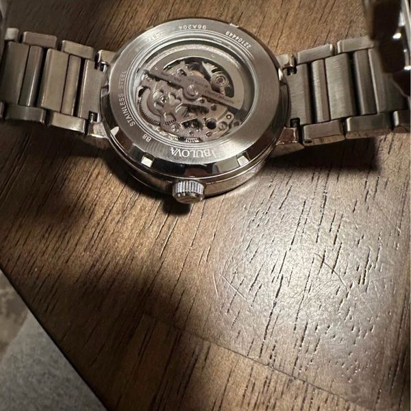 Bulova Automatic Skeleton Watch 96A204 Blue Dial Stainless Steel 21 ...