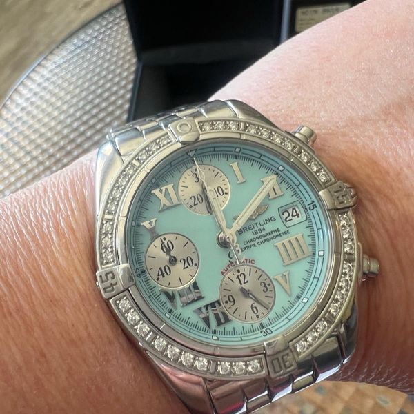 Breitling Lady Cockpit. Tiffany Blue With Diamonds. Full Box And Papers ...