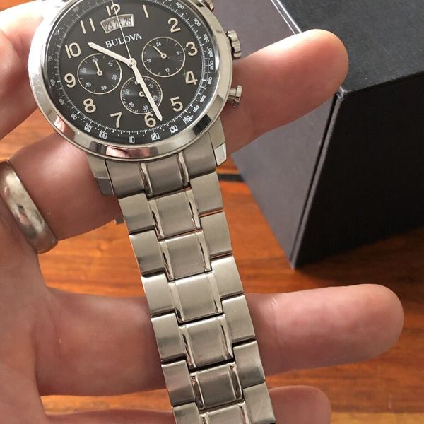 Bulova Classic Chronograph Watch 96B202 Black Dial Bracelet - Boxed ...