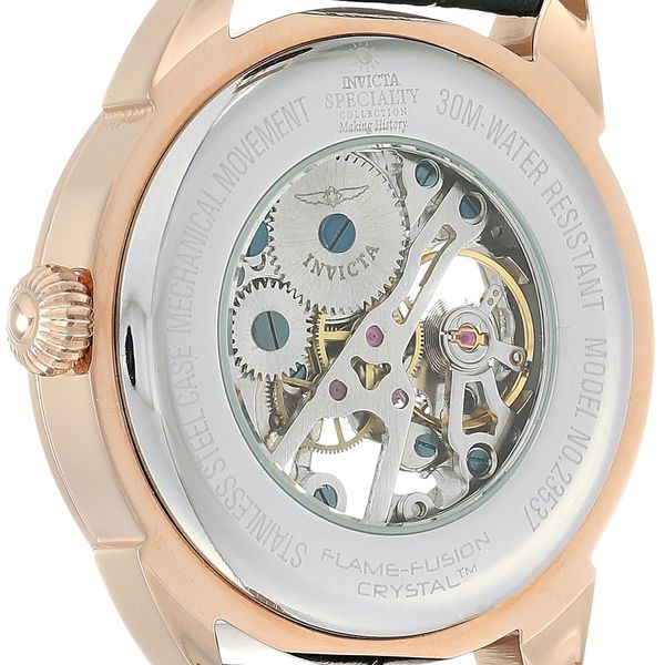 New Men's Invicta 23537 Mechanical Skeleton Dial Black Leather Watch ...