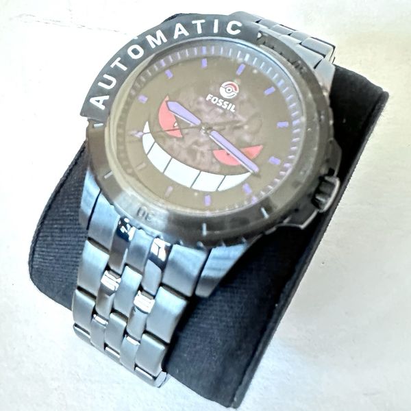 Fossil x Pokemon Center Gengar Black Stainless Steel Watch New In Box ...