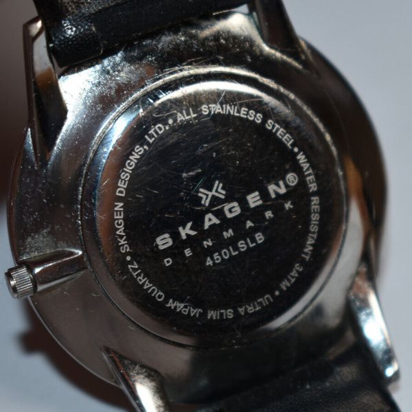 SKAGEN 450LSLB Men's Black Watch Leather NEW BATTERY! | WatchCharts ...