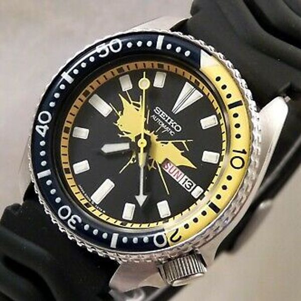 Seiko Ceramic Batman Cracked Bat Day Date Automatic Divers Watch Custom ...