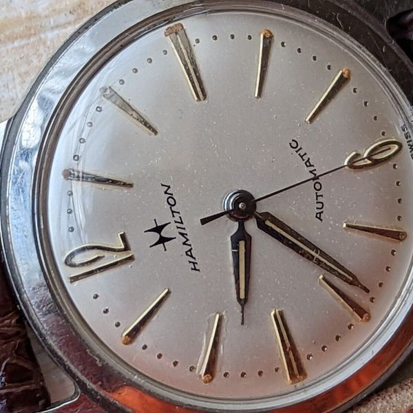 Vintage Hamilton Midsize All SS Dress Watch w/Toned Dial,Patina,Signed ...
