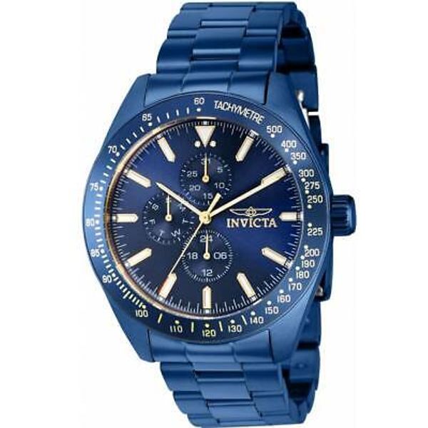 Invicta Aviator 38973 Men's Blue Stainless Steel Day/Date Tachymeter 24 ...