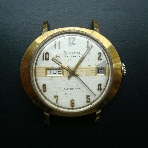 Bulova N3 Men's Automatic Watch 23 jewels 11 AOACB Oval Case Day Date ...