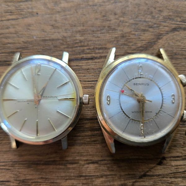 2 Vintage Benrus Mens Watches inc. Wrist Alarm - Running. Alarm Works ...