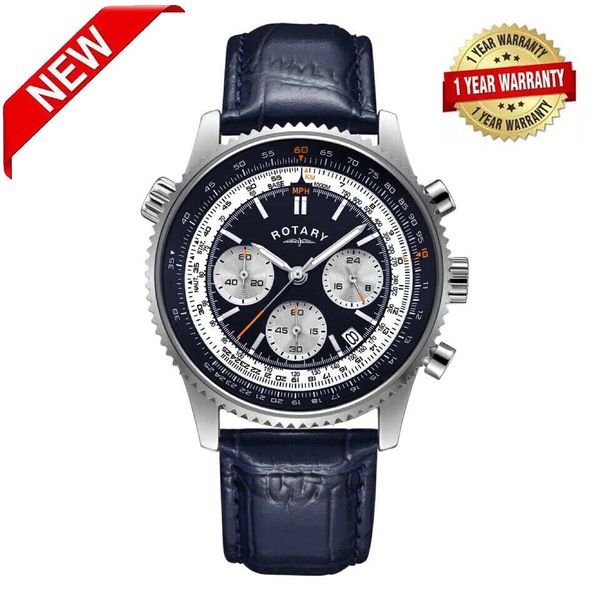 Rotary GS03021/05 Mens Aviator Chronograph Tachymeter Navy Blue White ...