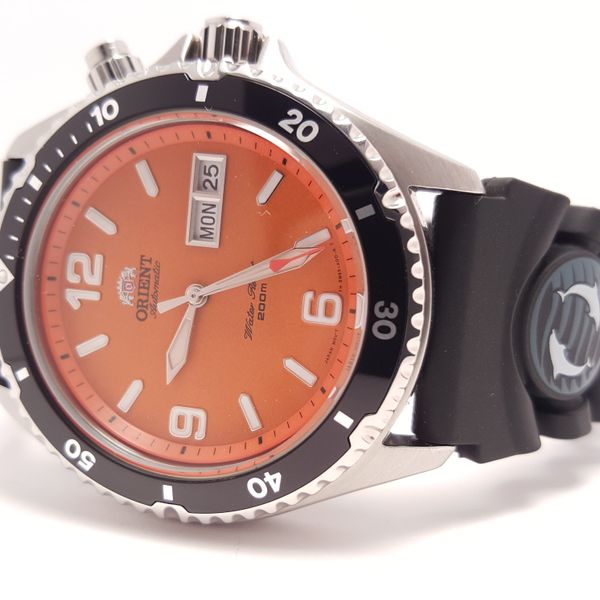 FSO: Orient Mako Orange dial on rubber dolphin strap. | WatchCharts ...