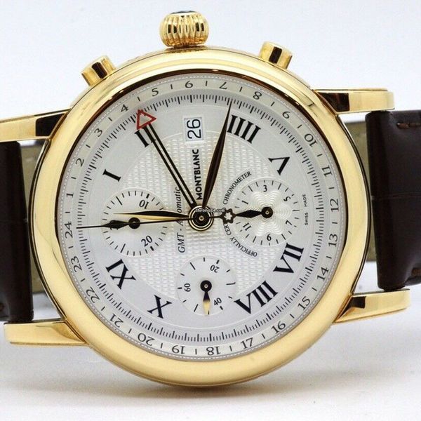 MONTBLANC STAR CHRONOGRAPH GMT AUTOMATIC SOLID GOLD MEN'S WATCH 102345 ...