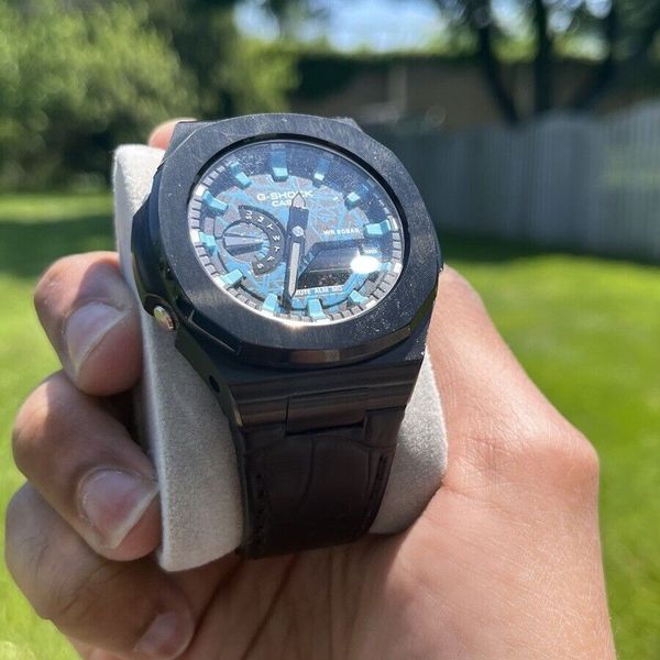 Custom Casio (Casioak) GA-2100 Patek Nautilus Leather Bracelet G-SHOCK ...