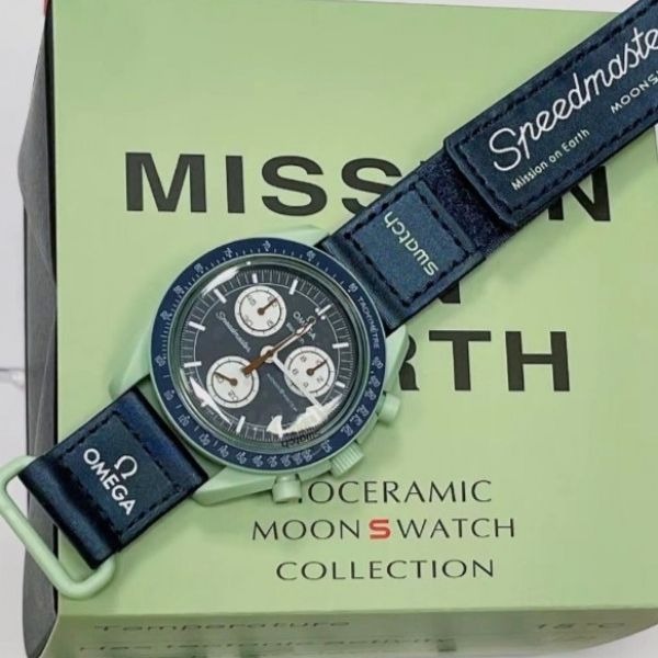 New Swatch X Omega Bioceramic Moonswatch Mission On Earth Watch - with ...