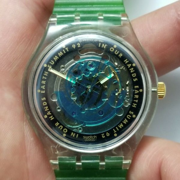 SWATCH EARTH SUMMIT 1991 TIME TO MOVE SAK102 VINTAGE AUTOMATIC WATCH ...