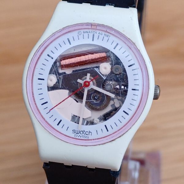 1987 Pink Skeleton Swatch Ladies Watch Rare Swatch Watch 80s - working ...