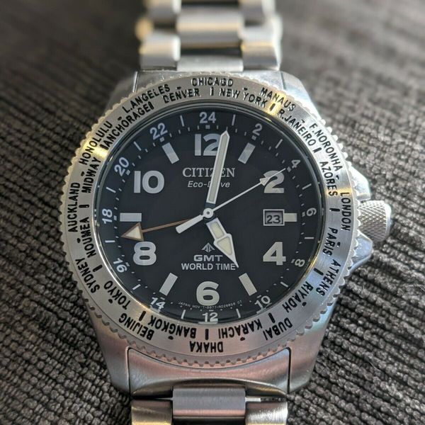 CITIZEN PROMASTER LAND BJ7100-82E Eco-Drive GMT WORLD TIME ...