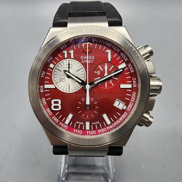 Victorinox Swiss Army Convoy Chronograph Watch Men 43mm Red Dial Steel ...