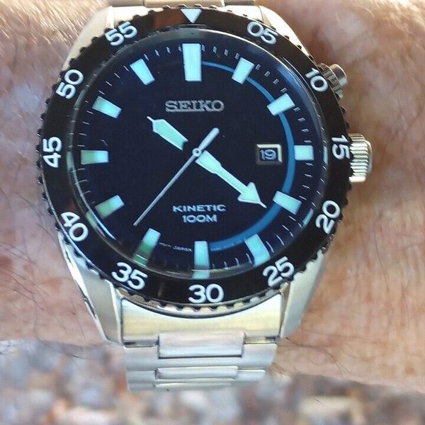 w/Running Video: NICE Seiko Kinetic Big 44mm Dive Watch 5M82 0AG0 ...