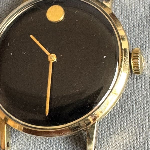 Parts or Repair Movado 14K Gold Ladies Watch Black Dial Manual Wind ...