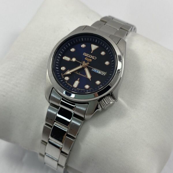 Seiko 5 Sports Automatic Blue Dial Stainless Steel Ladies Watch SRE003 ...