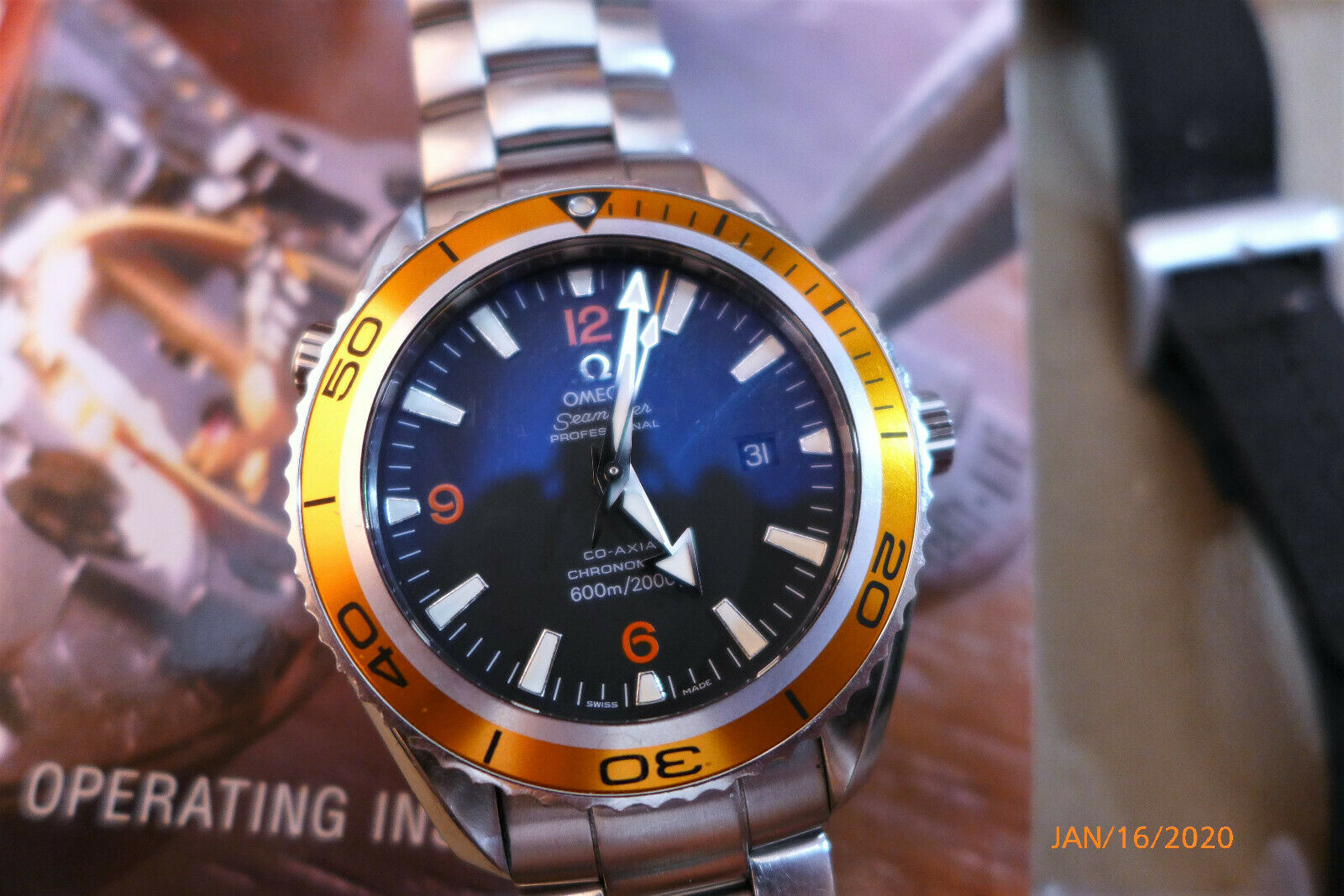 Omega Seamaster Planet Ocean 45, Co-Axial, 2208.5000, Xtra strap, B&P ...