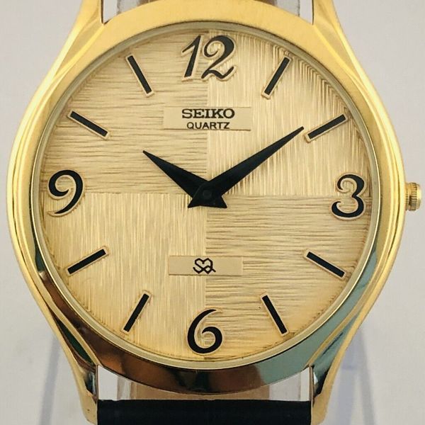 Vintage Seiko Quartz Slim Japanese Gold Dial Men's Wrist Watch..Free ...