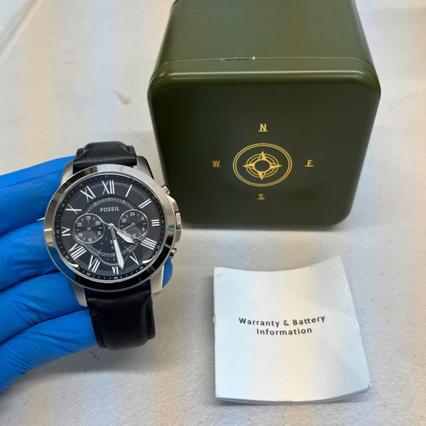 Fossil Grant Black Dial Black Leather Men's Watch FS4812 - NEW ...