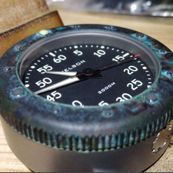 Helson Gauge Turning Bezel Titanium Bronze Dive Watch SWISS ETA 2000m ...