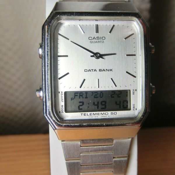 RARE CASIO RETRO DATABANK AB-500 ANALOGUE/DIGITAL WATCH. NEW BATTERY ...