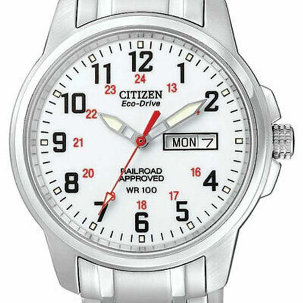 NEW Citizen Eco-Drive Railroad Approved Watch RARE BM8180-54A Stainless ...