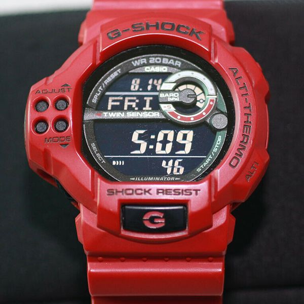 RARE RED Casio G-Shock Barometric Thermometer Men's Watch GDF-100 (3255 ...