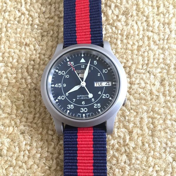 Seiko 5 SNK807 Military Automatic Nylon Nato Strap SNK807K2 Men's Watch ...