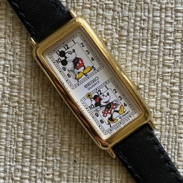 Vintage Disney MICKEY and MINNIE Mouse Seiko Dual Time Quartz Watch ...