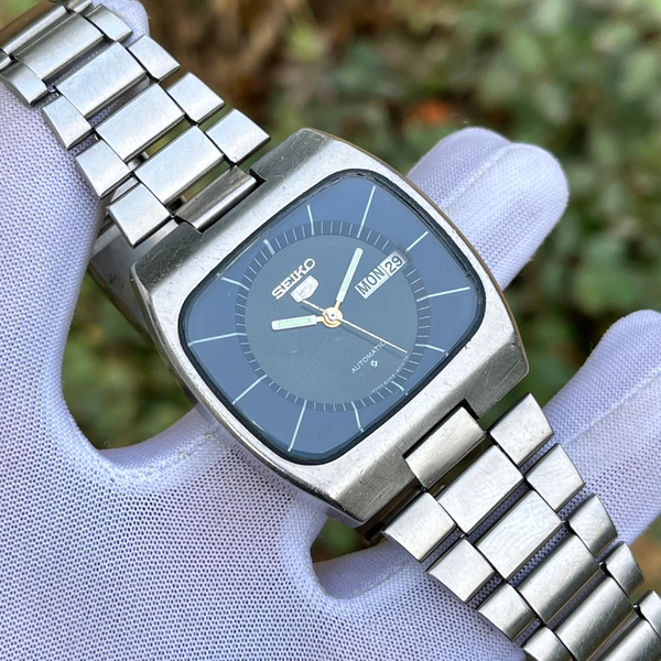 Vintage Seiko 5 Tv Shape Blue Dial Automatic Japan Made Menâ s Watch ...