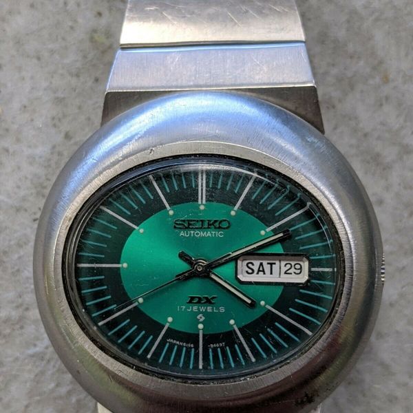 Vintage Seiko Automatic 17 Jewel DX Watch 6106-5459 Green Dial Scarce Oval Head | WatchCharts ...