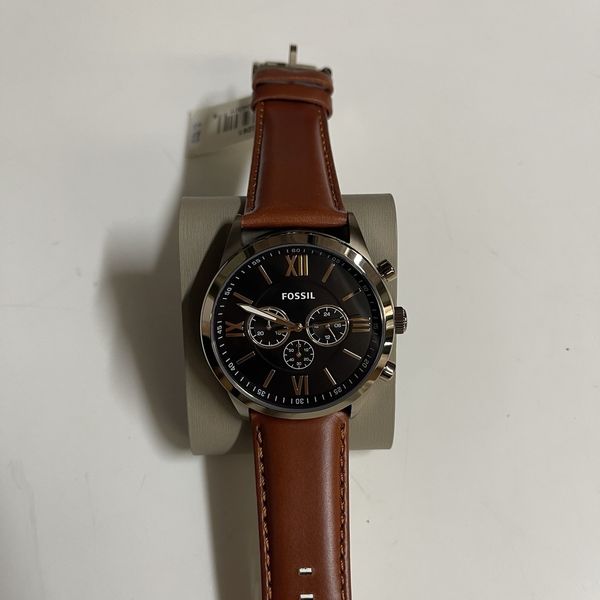 FOSSIL Flynn Antique Gold Brown Leather Chronograph Watch BQ2261 ...