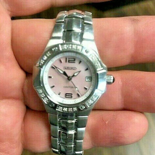Seiko COUTURA Watch 7N82-0CG0 All Stainless Diamond Bezel Women's ...