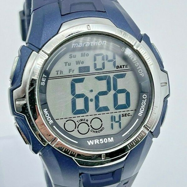 Men's TIMEX Marathon Blue & Silver Tone Digital LCD Sport Watch, Timer ...