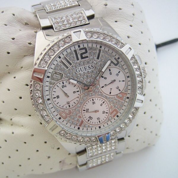 GUESS WOMENS FRONTIER WATCH W1156L1 STAINLESS STEEL BRACELET CRYSTALS ...
