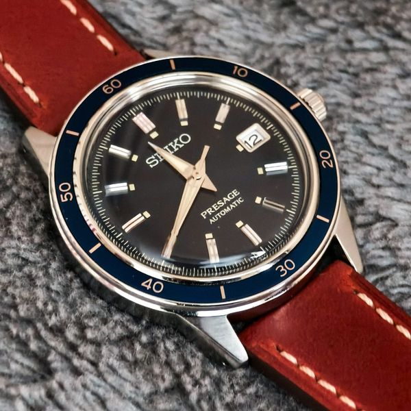 Seiko Presage Style 60's Vintage Style Blue SRPG05 Mens Automatic Watch ...