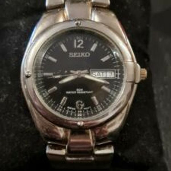 Mens Silver And Black Seiko Watch 5421-6133 | WatchCharts Marketplace