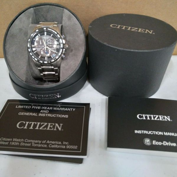 Citizen Eco-Drive Solar Mens Chrono Atomic Timekeeping Titanium Watch ...