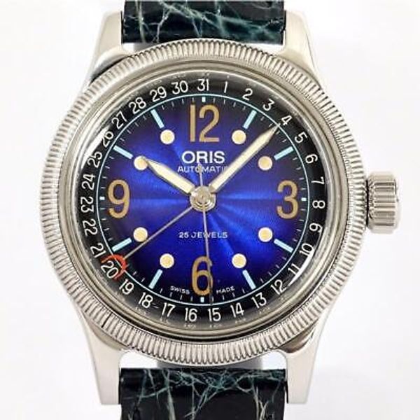 ORIS Pointer Date 7463C Automatic Blue Dial Leather Mens Watch ...